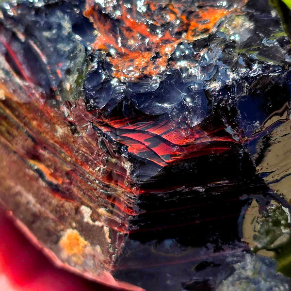 Banded Red Obsidian Crystal Tumbles (yellow Banded Calcite, Red