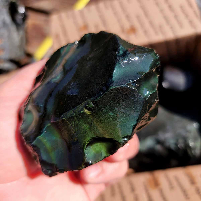 Mexican Jalisco Rainbow Obsidian Cutting Rough Box!