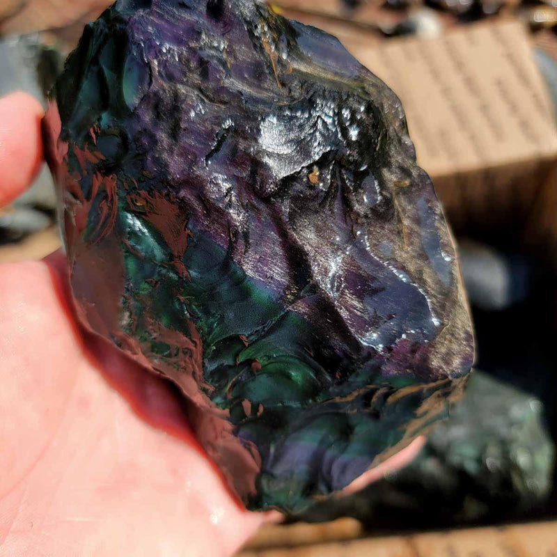 Mexican Jalisco Rainbow Obsidian Cutting Rough Box!